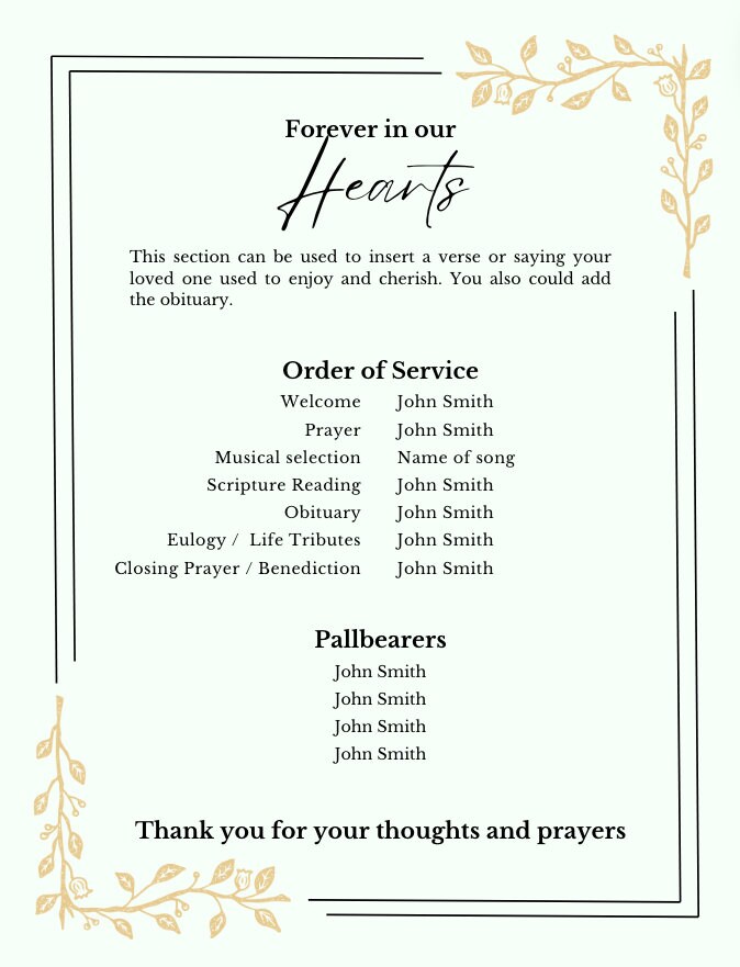 Editable Navy Funeral Program Template - Etsy