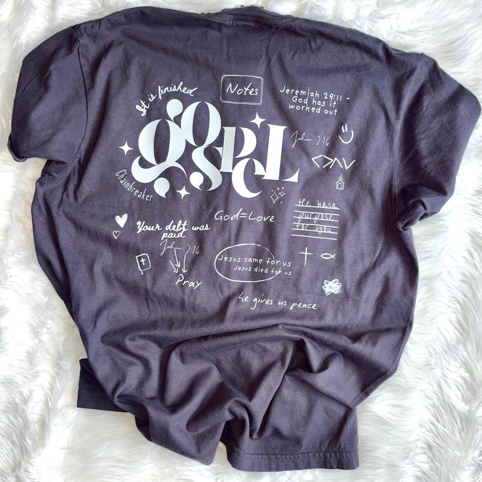 Church Notes Handwritten Christian T-shirt | Christian Apparel ...