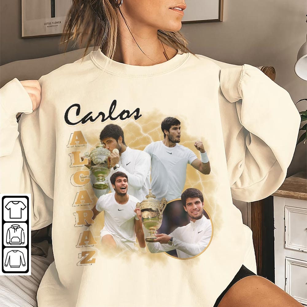 Carlos Alcaraz T-Shirt, Camiseta Carlos Alcaraz 2023 Wimbledon Champion Para Hombre Mujer