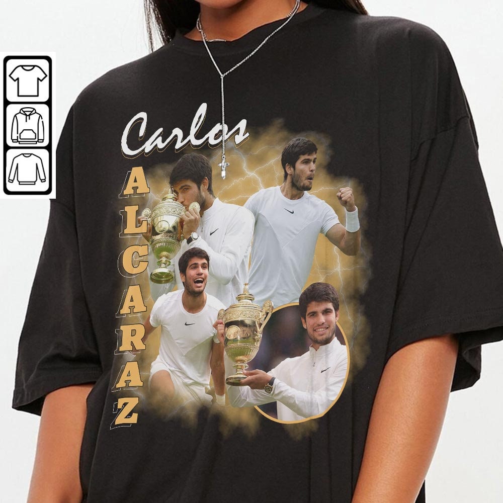 Carlos Alcaraz T-Shirt, Camiseta Carlos Alcaraz 2023 Wimbledon Champion Para Hombre Mujer