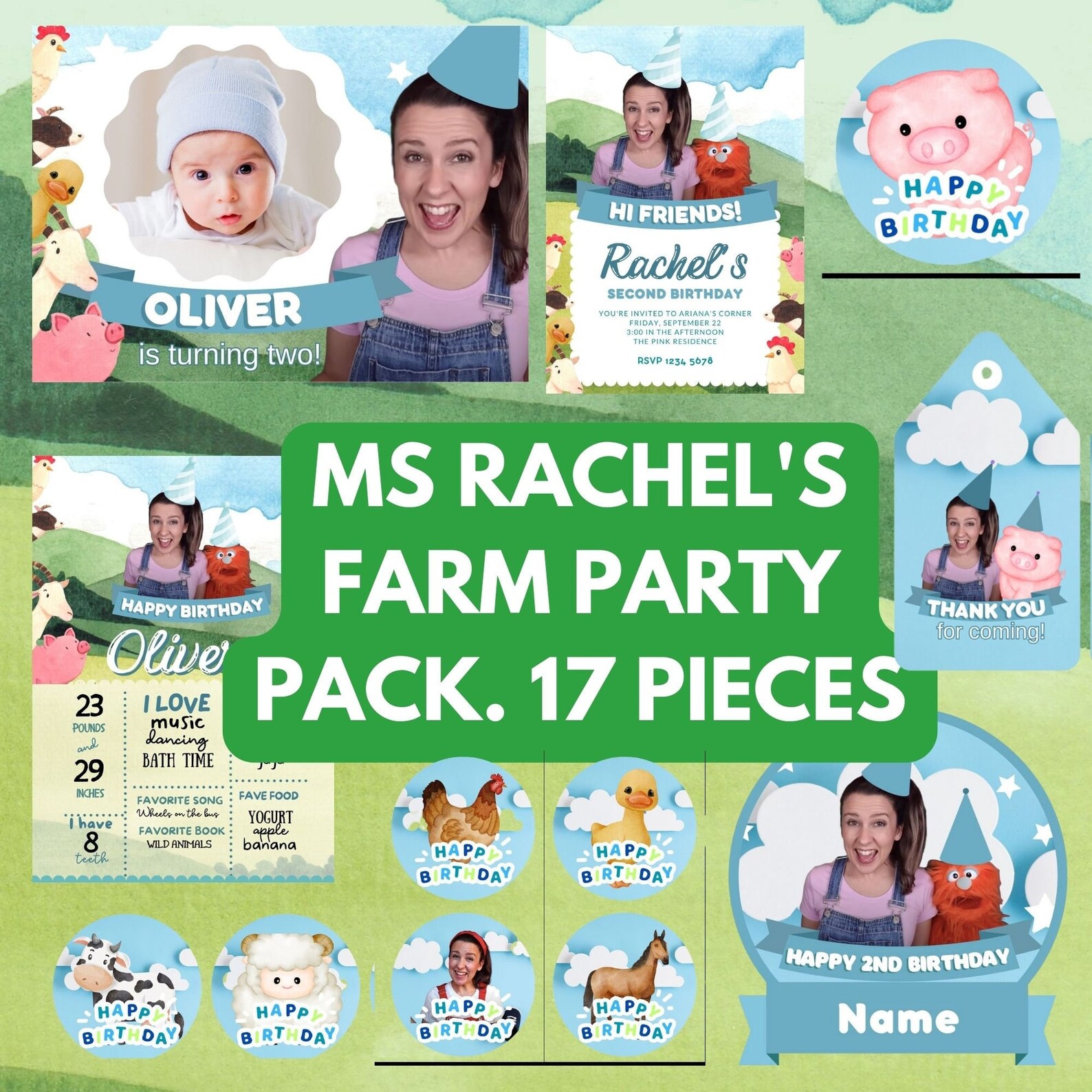 MS RACHEL FARM Party Bundle 17 Piece Ms Rachel Birthday - Etsy