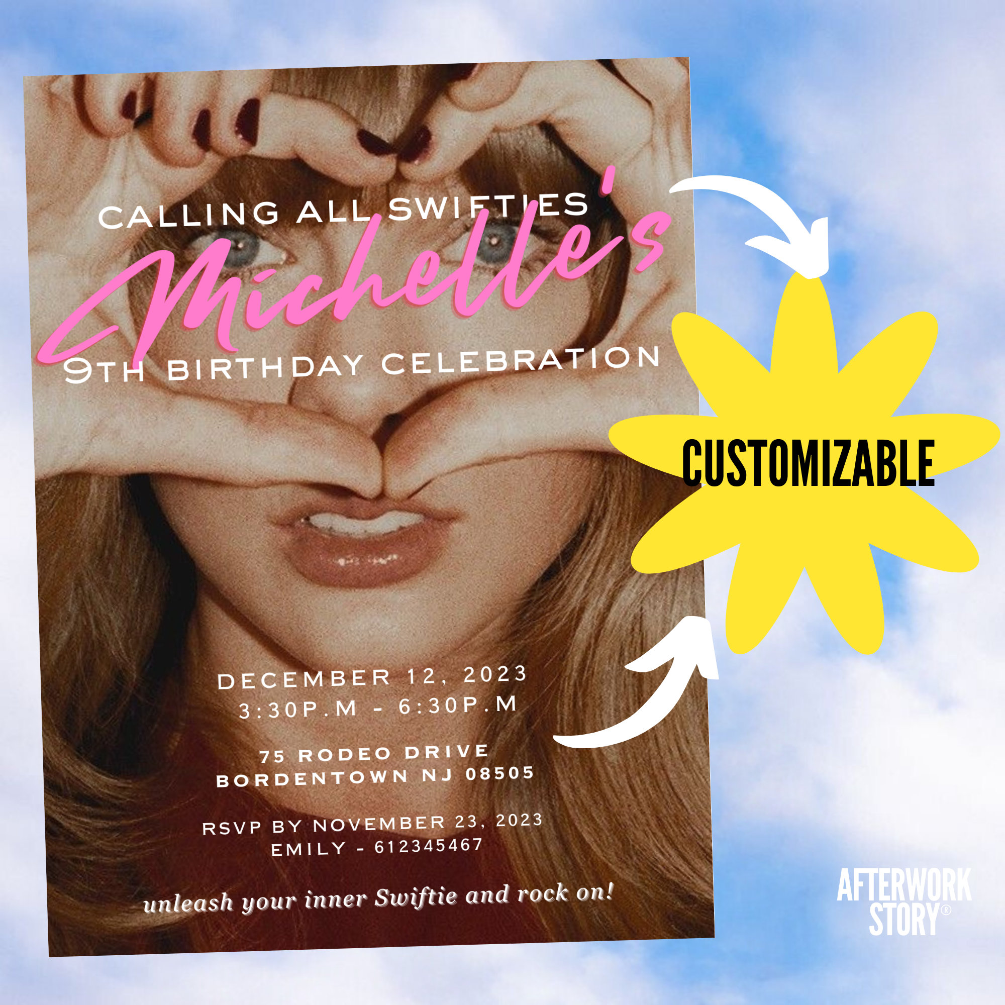 Taylor Swift Party Invitation, TS Birthday Party, Printable Invitation ...