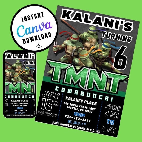 Tmnt Birthday Invitation - Etsy