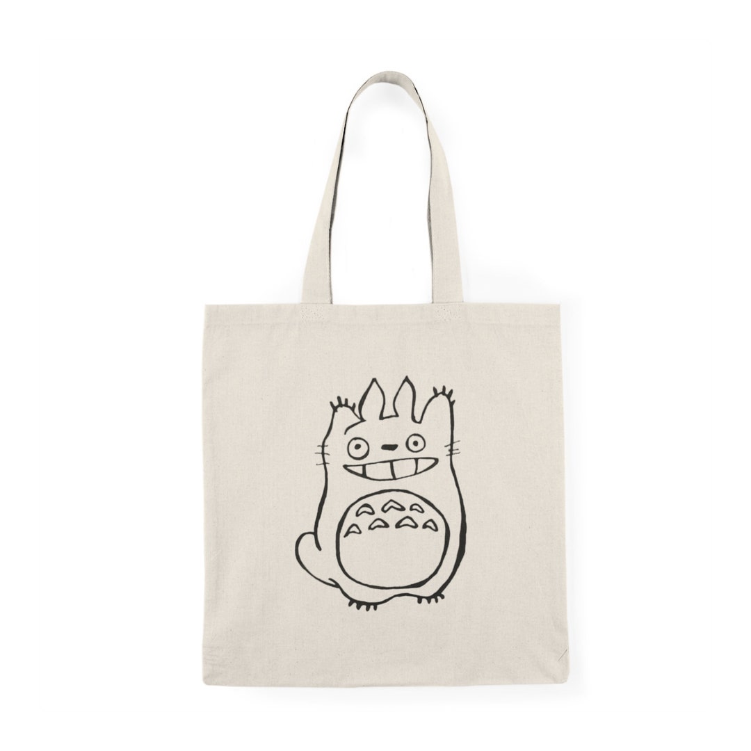 Custom Totoro Design Tote Bag - 100% Natural Cotton Canvas - Durable ...