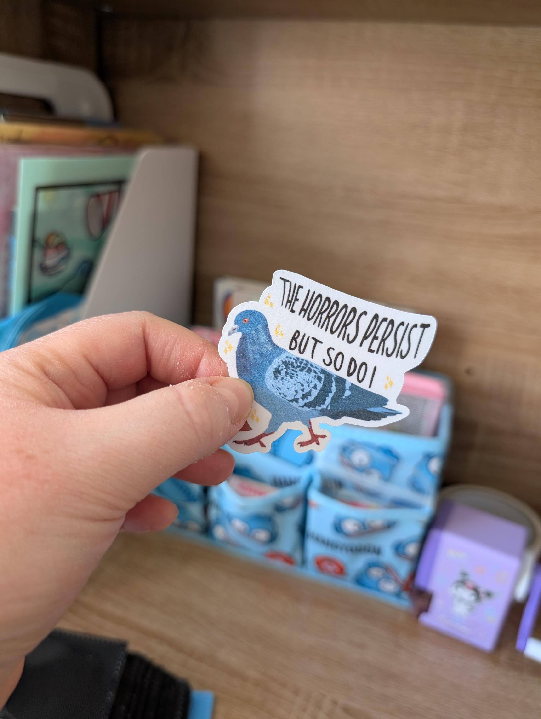 Pigeon Stickers, the Horrors Persist, Funny Sticker, Cute Pigeons ...