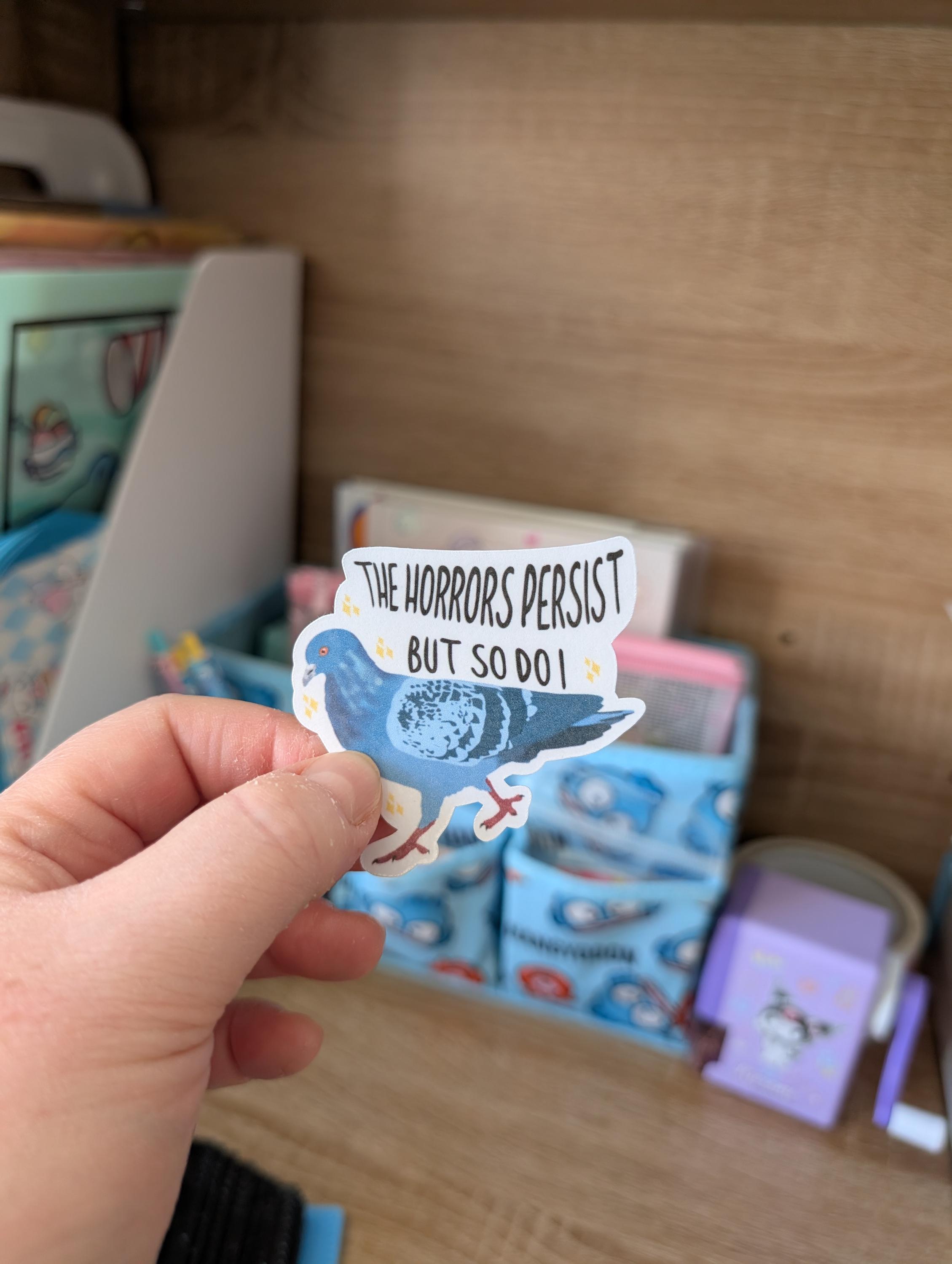 Pigeon Stickers, the Horrors Persist, Funny Sticker, Cute Pigeons ...