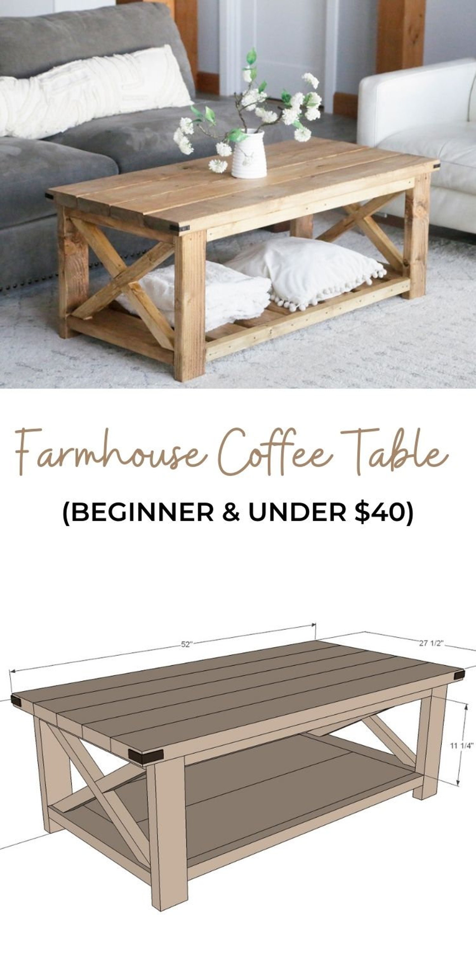 Farmhouse Coffee Tables Plans, DIY Farm House Furniture, Quality Coffee ...