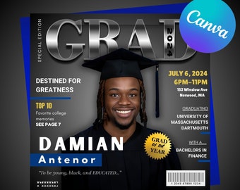 Magazine Cover Invitation Template, Editable Canva Template for ...