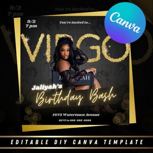 Virgo Birthday Bash Invitation | Editable Canva Template (digital ...
