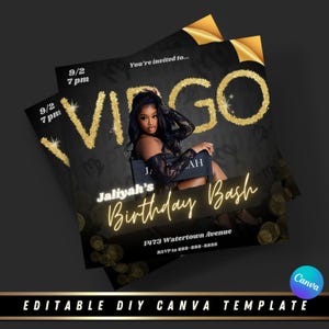 Virgo Birthday Bash Invitation | Editable Canva Template (digital ...