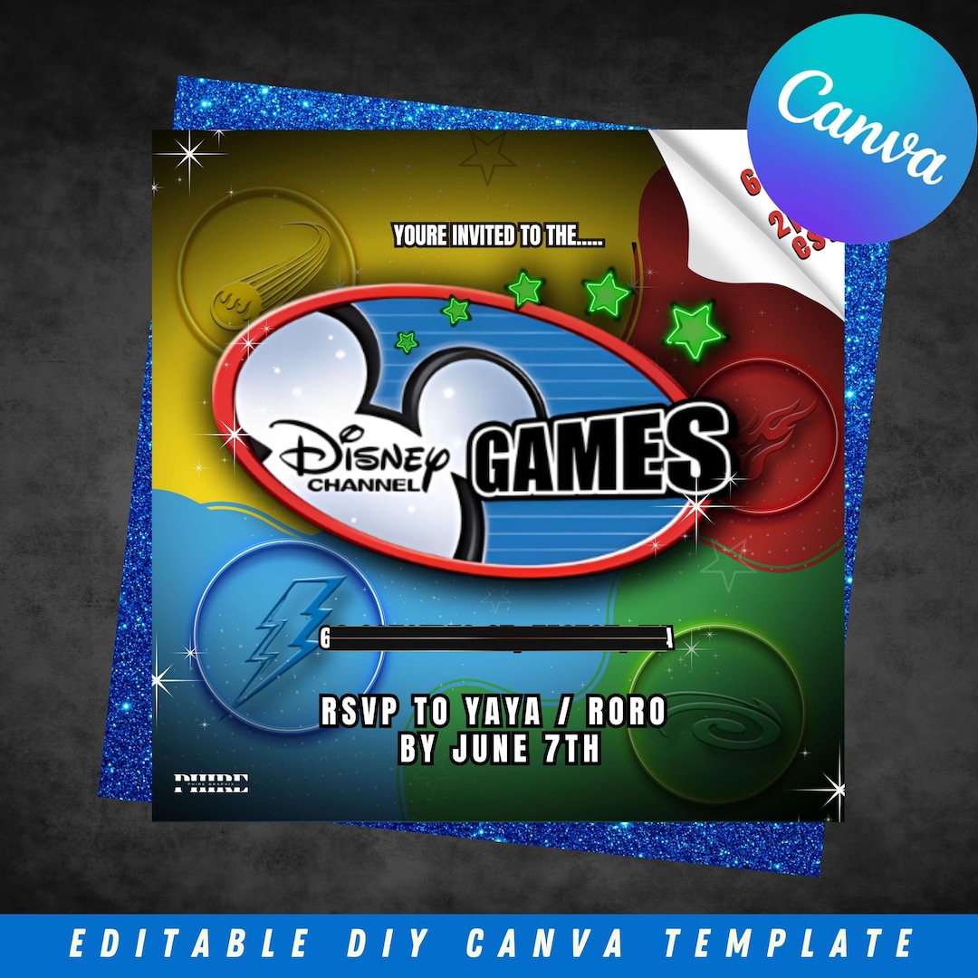 Disney Games Flyer | Party Invitation | Disney Channel Flyer | EDITABLE ...