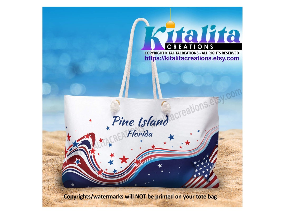 Pine Island Florida Beach Bag Pine Island Florida Patriotic Beach Tote ...