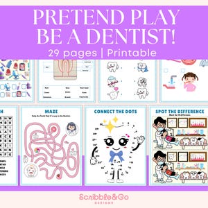 Dentist Activity Pack: 29 Printable Pages With Fun Tooth Care Games - Etsy