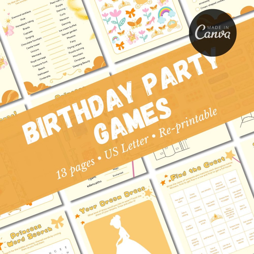 Princess Theme | Birthday Games Bundle | Princess Party | Princess ...