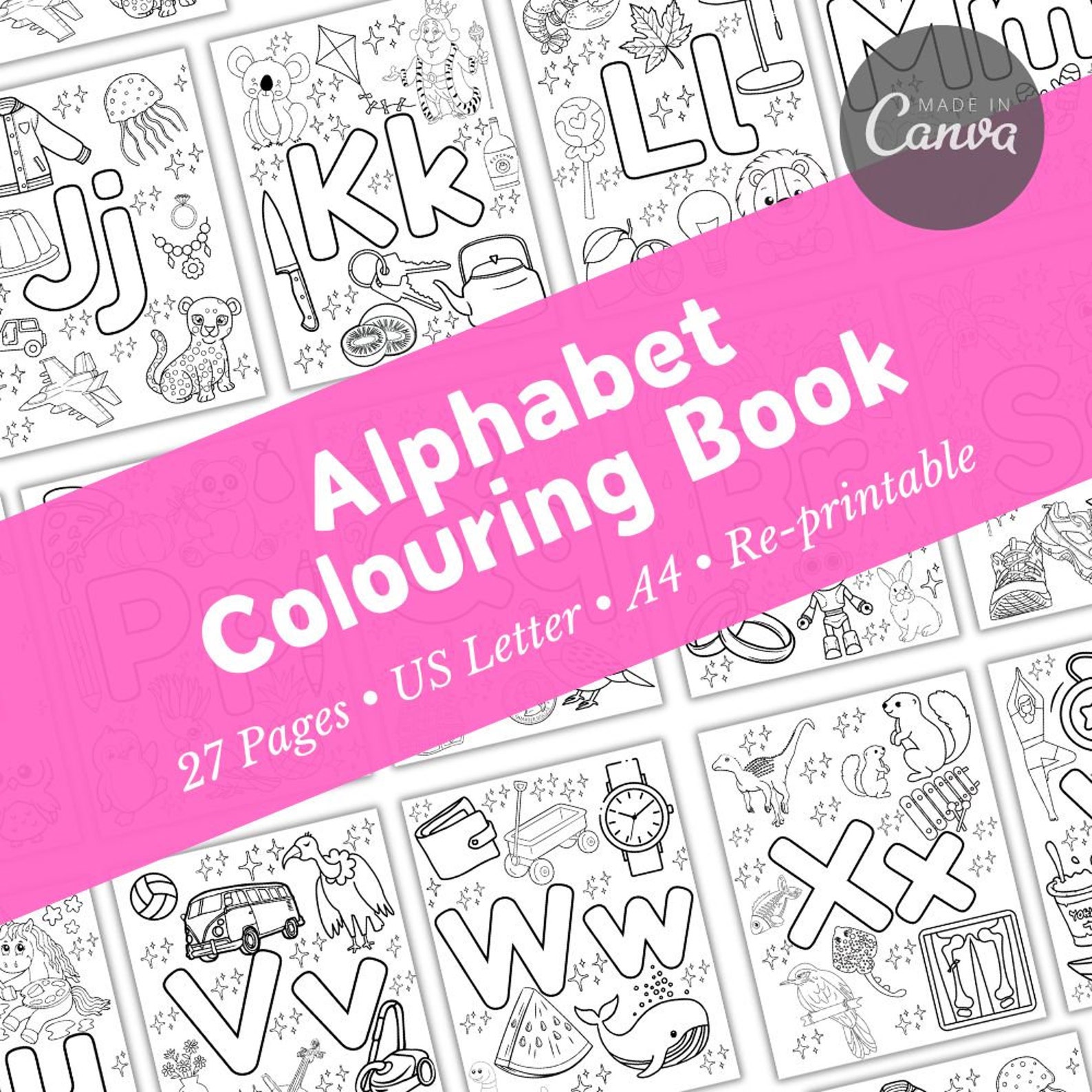 Alphabet Colouring | ABC Colouring Book | Coloring Book | - Etsy