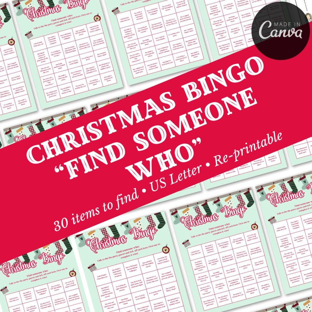 Christmas Bingo Printable Bingo Christmas Party Holiday Game Christmas ...