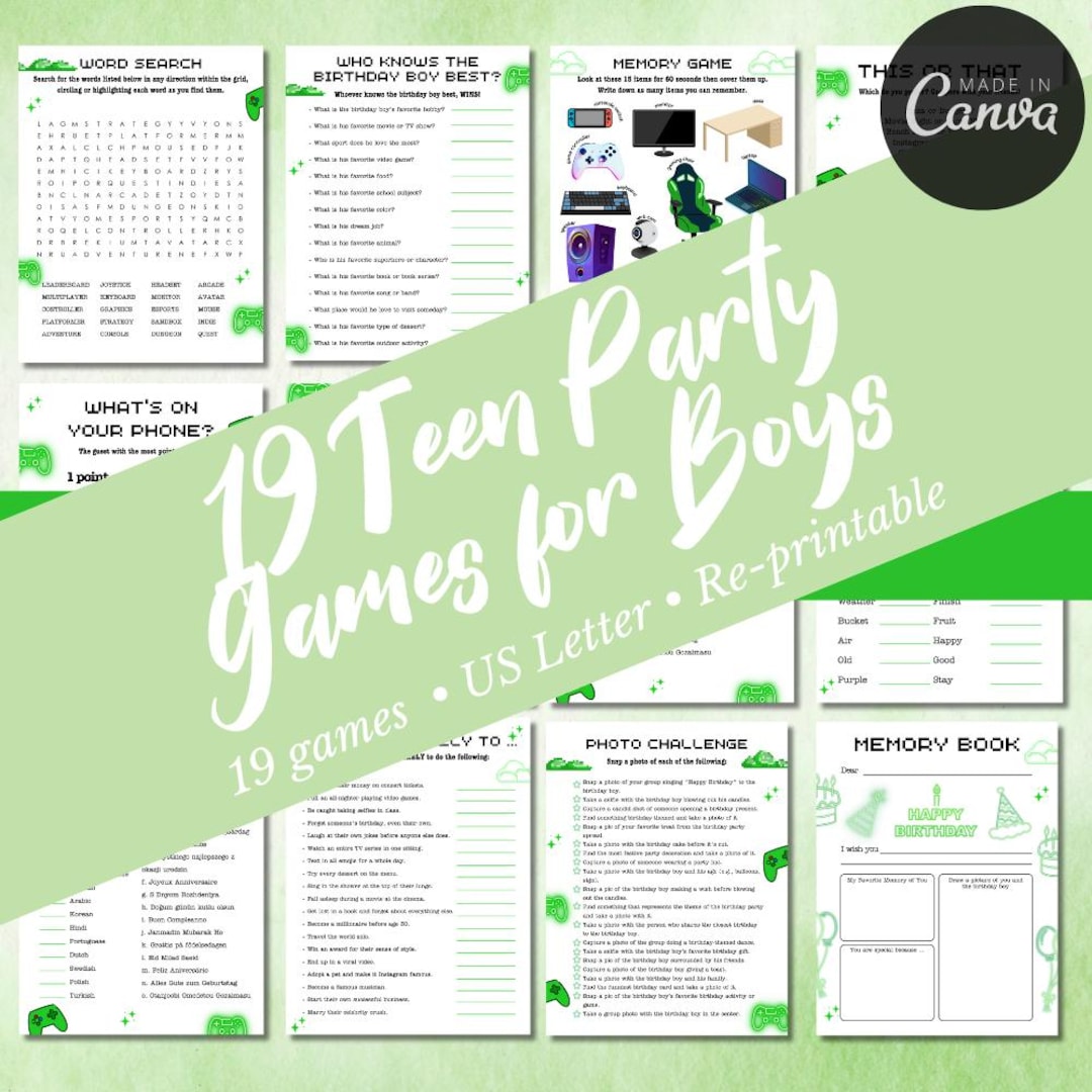 Teen Party Games Bundle | Boys Birthday Party Games | Birthday Party ...