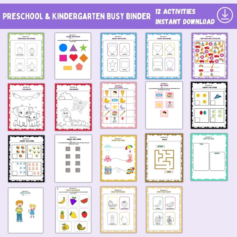 Pre-school and Kindergarten Busy Book | Toddler Busy Book | - Etsy