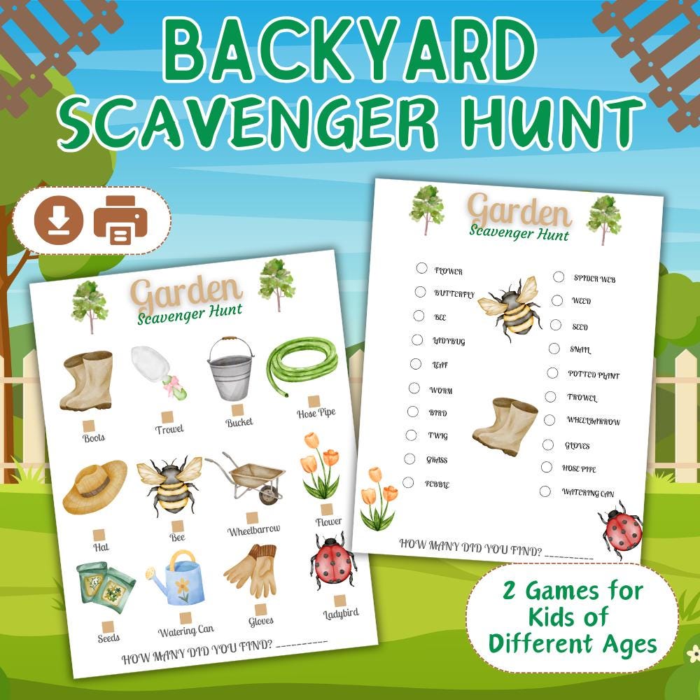 Garden Scavenger Hunt | Garden Treasure Hunt | Backyard Scavenger Hunt ...