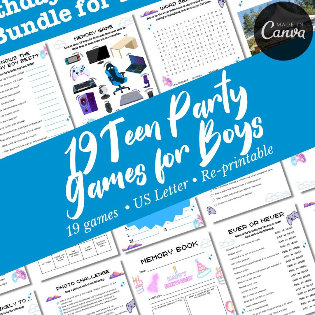 Teen Party Games Bundle | Boys Birthday Party Games | Birthday Party ...