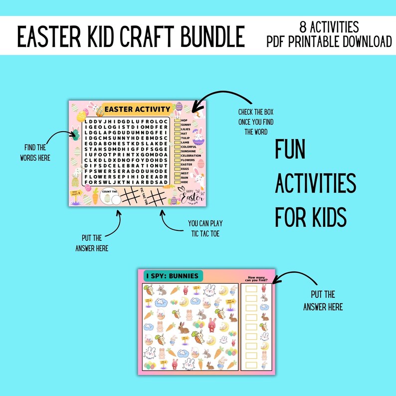 Easter Craft Bundle for Kids, Coloring & Games (printable Activities ...
