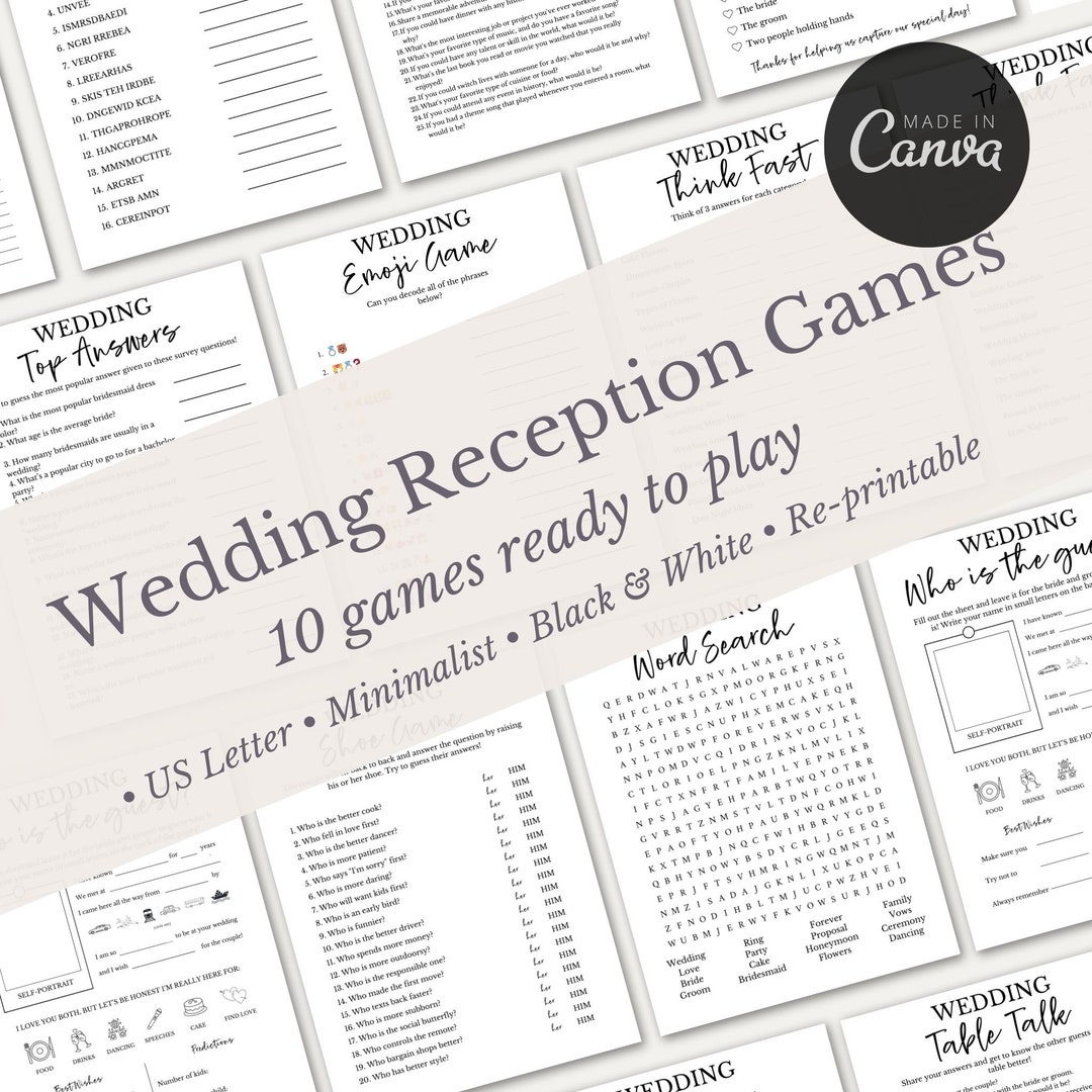 Printable Wedding Reception Games - Icebreakers and Guest Fun - Etsy