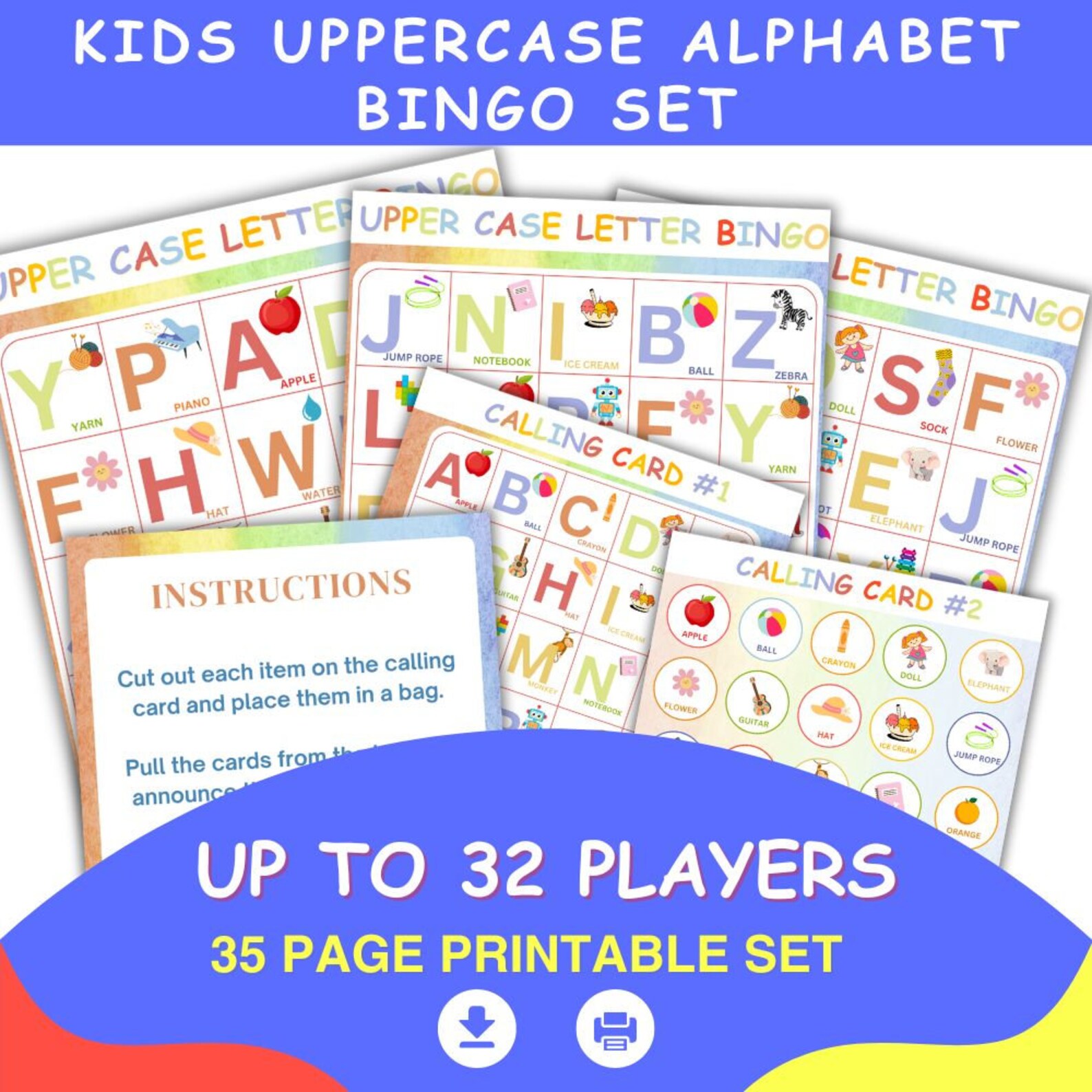 Alphabet Bingo | Uppercase Alphabet Bingo | Uppercase Letter Bingo for ...
