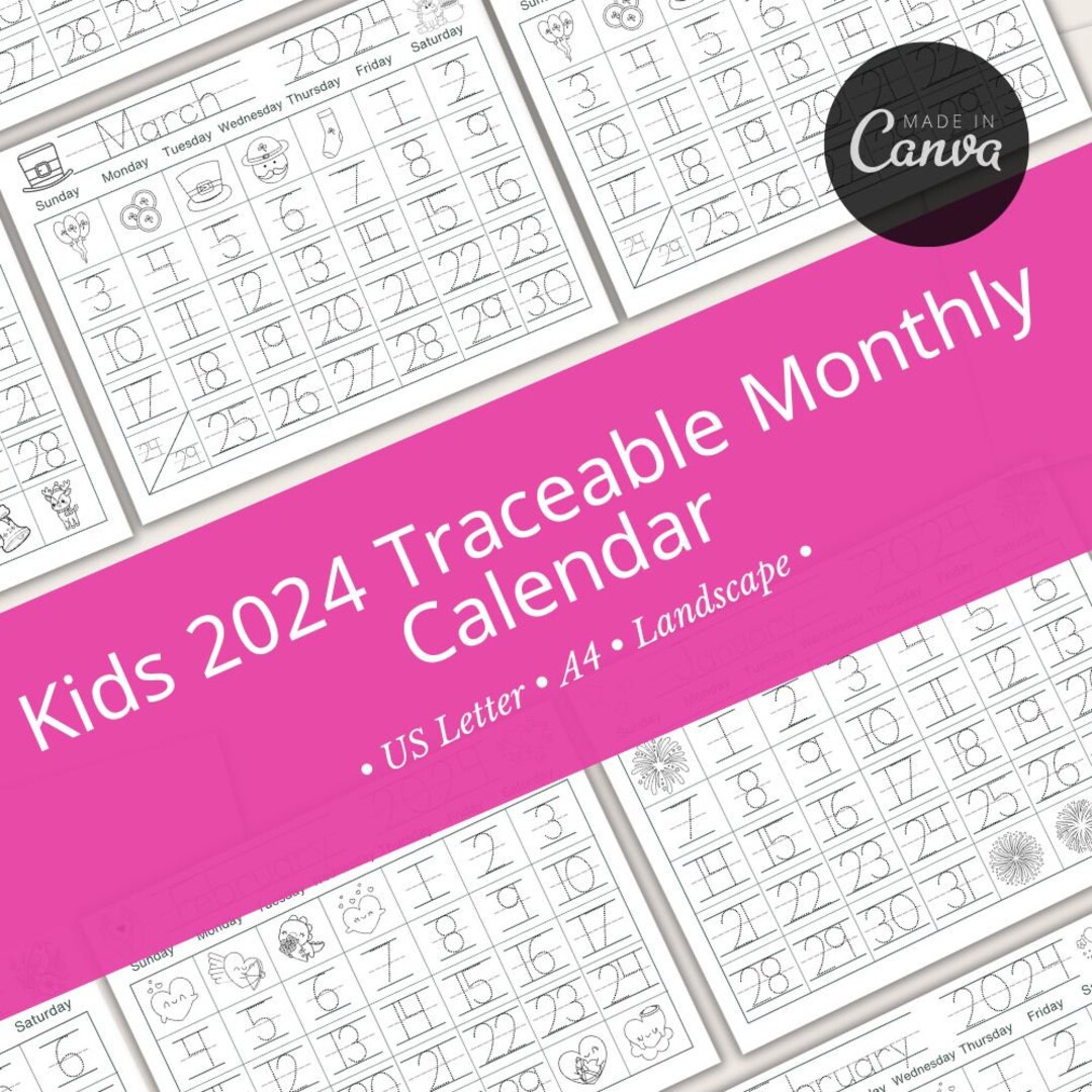 Traceable Calendar Monthly Calendar Tracing Activity Educational ...