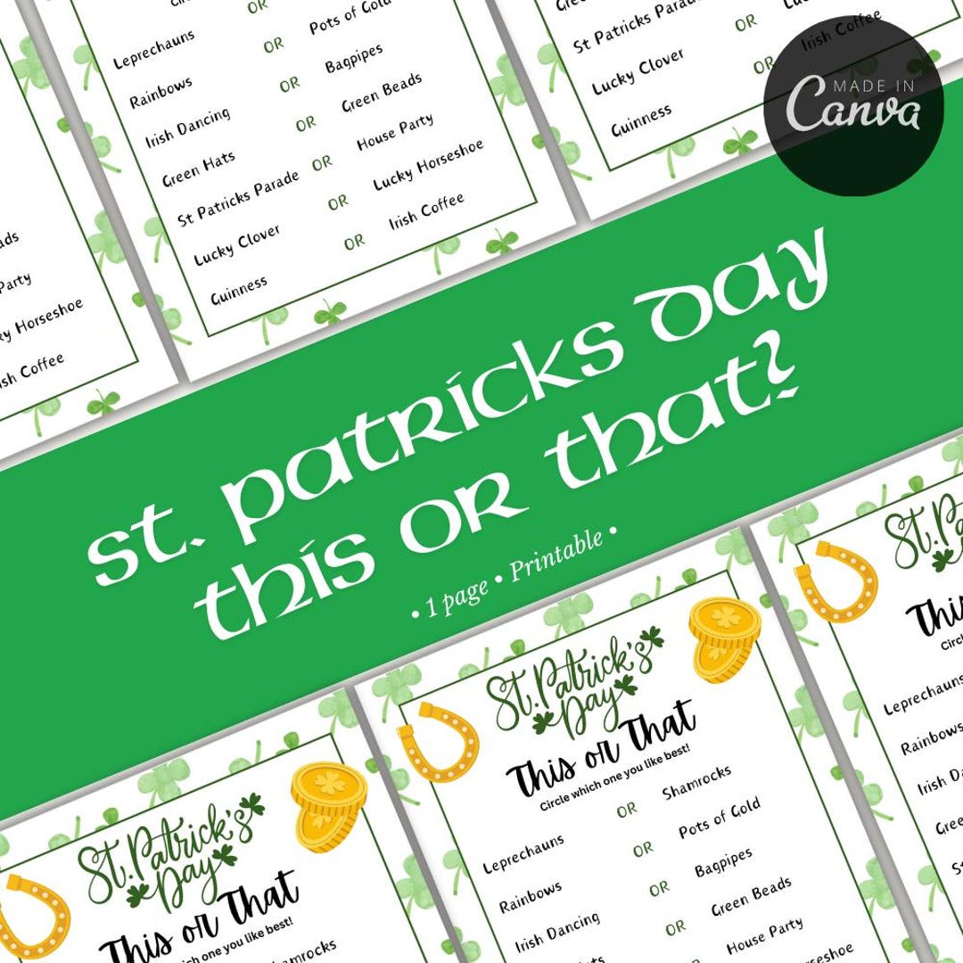 St Patrick's Day This or That | Printable Activity for Kids | St. Paddy ...