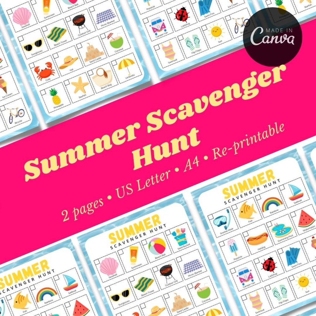 Summer Scavenger Hunt | Vacation Activities | Holiday Activities | - Etsy