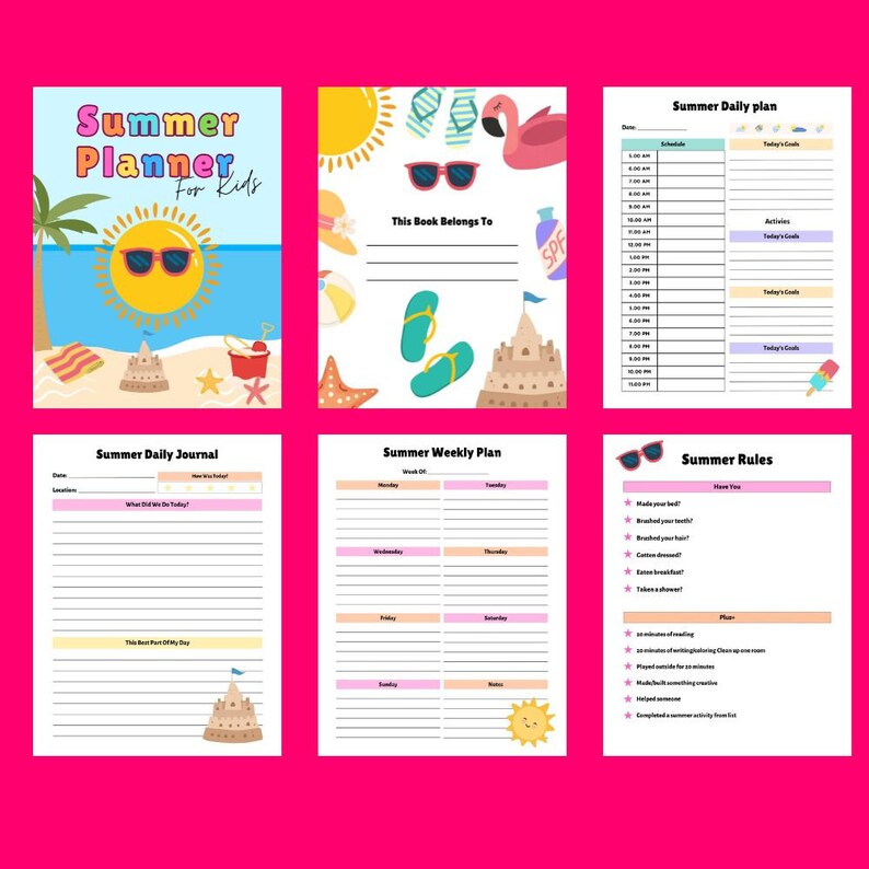 Kids Summer Planner | Kids Summer Schedule | Chore Chart | Summer Kids ...