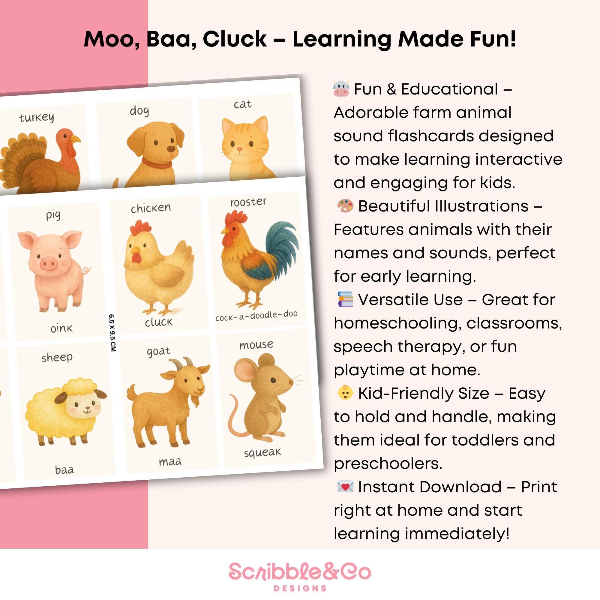Animal Sound Flashcards: Farm Animals - Printable Toddler Learning - Etsy