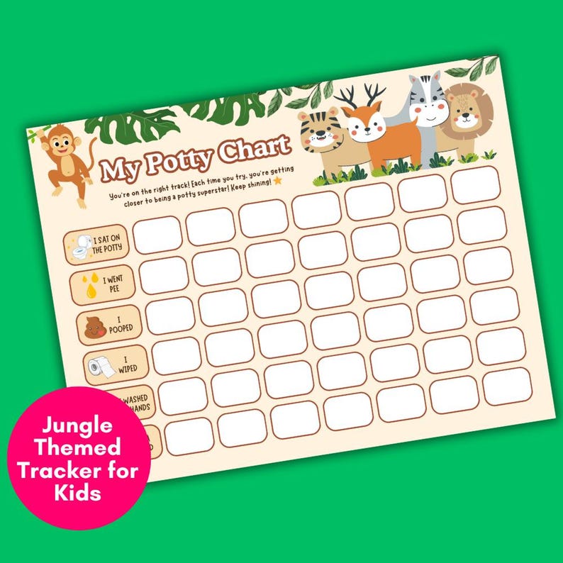 Jungle Potty Training Reward Chart | Printable Toddler Chart | Kids ...