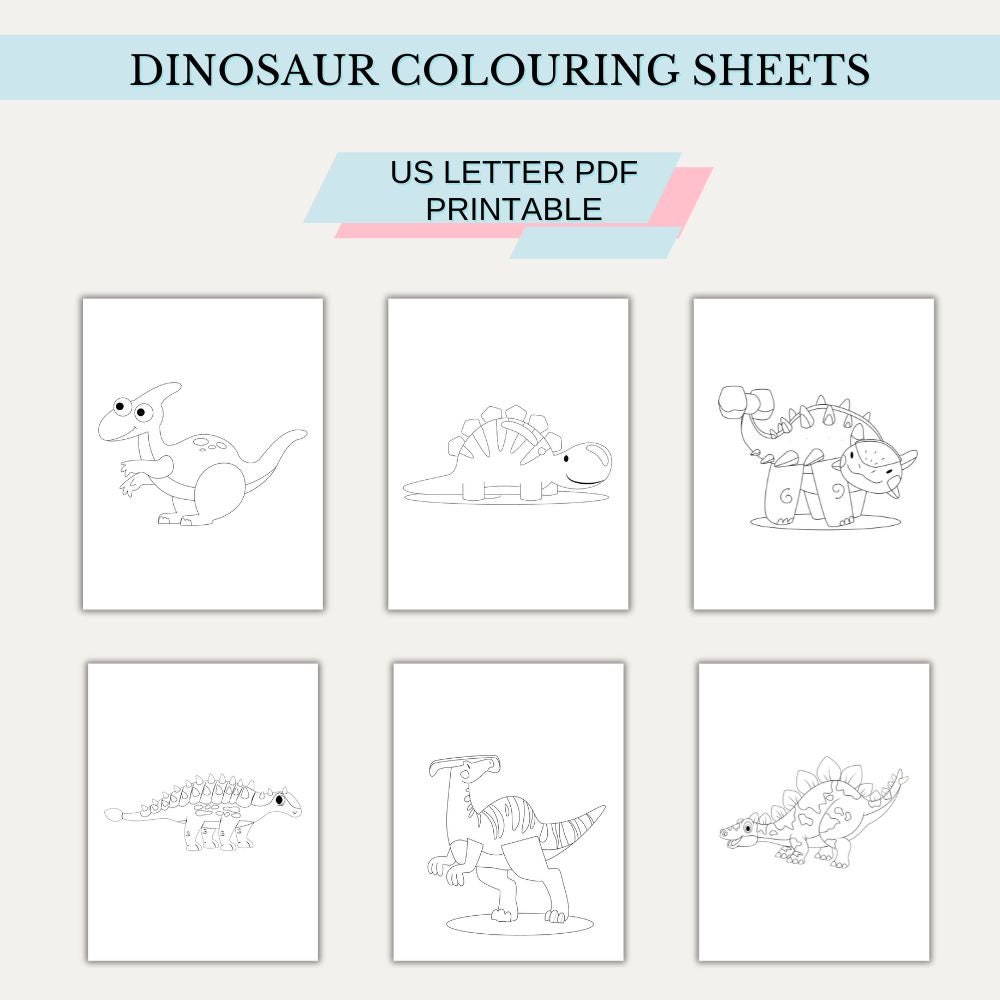 Dinosaur Colouring Sheets | Kids Colouring Activity | - Etsy