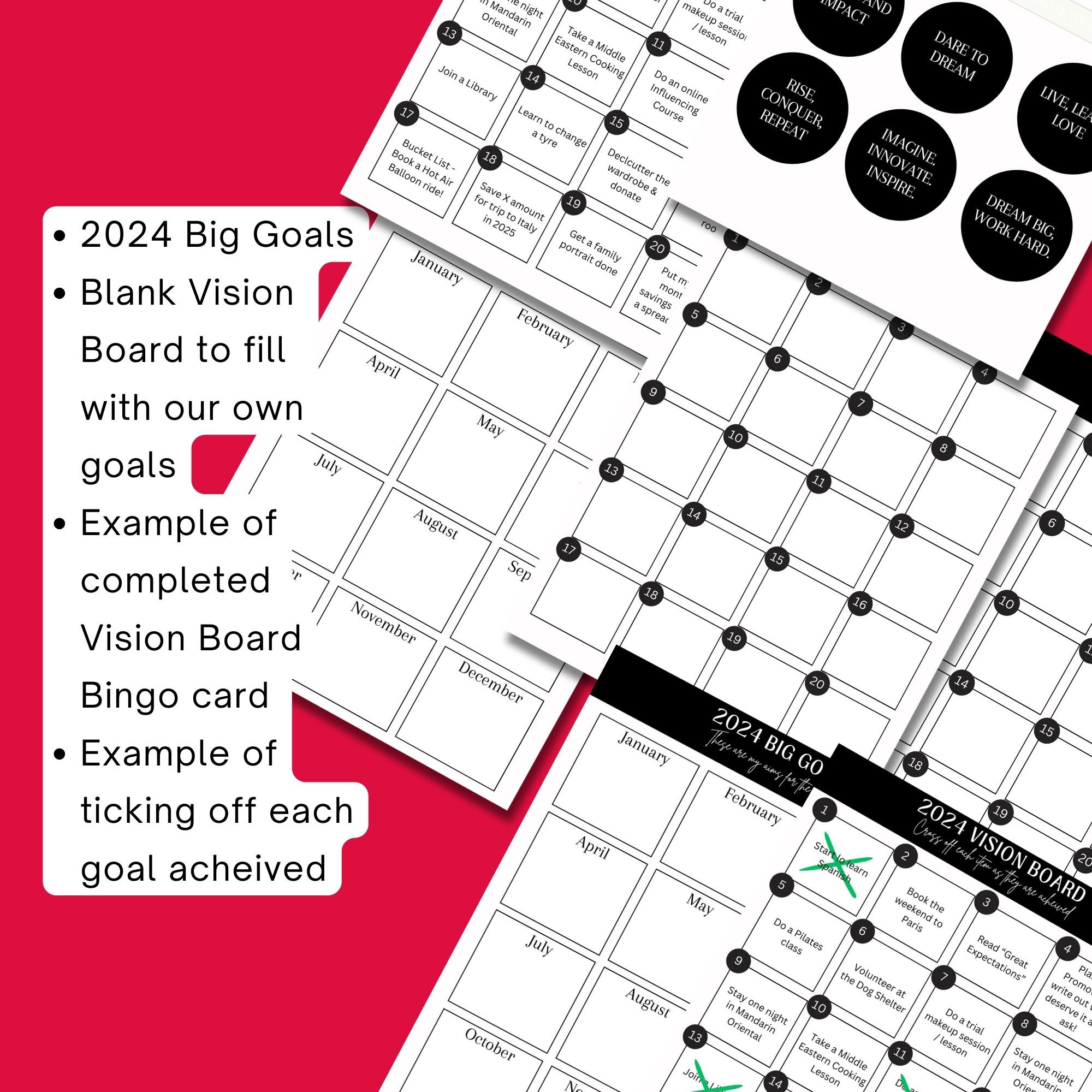 Quick Vision Board Vision Board Bingo Editable Vision - Etsy