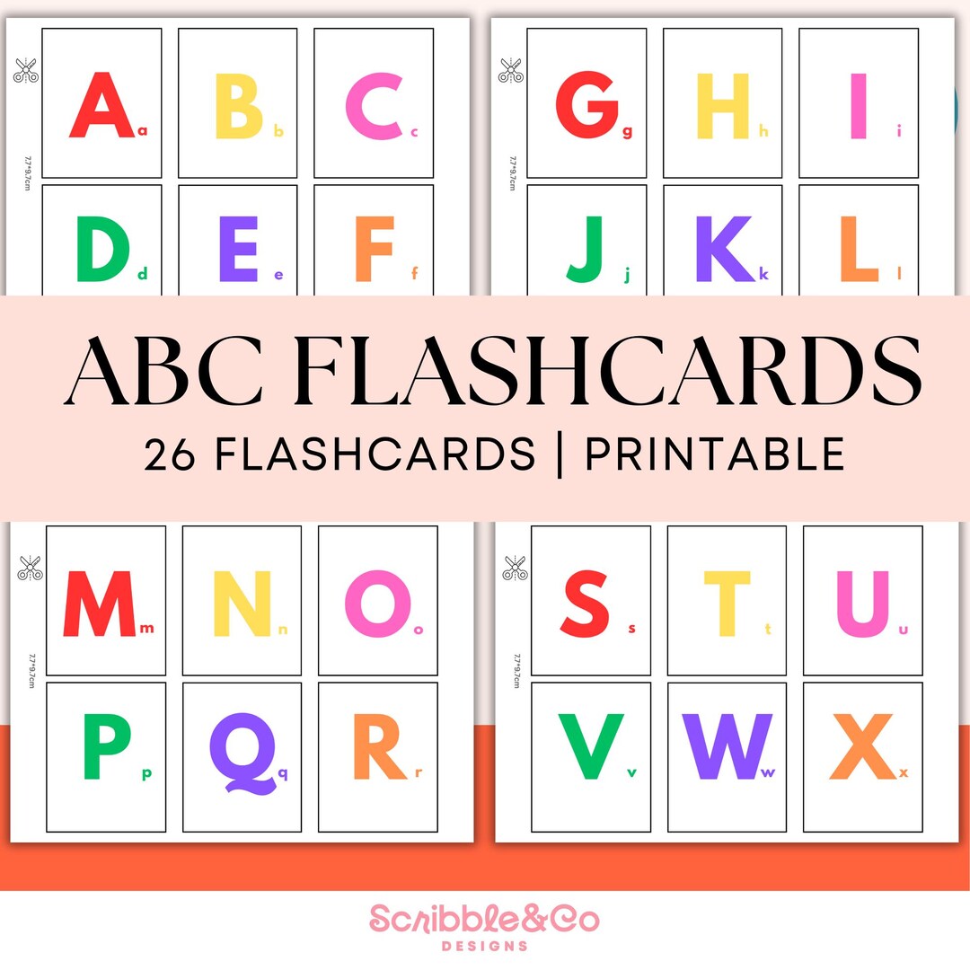 Alphabet Learning Flashcards - Printable, Colorful Toddler Cards - Etsy UK