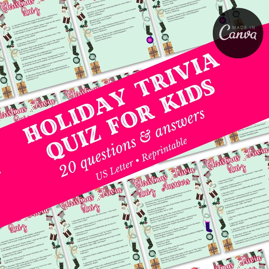 Holiday Trivia Quiz: Christmas Family Fun - Printable Kids Game - Etsy