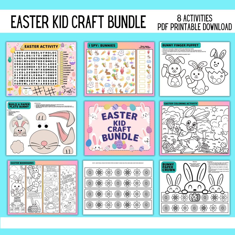 Easter Craft Bundle for Kids, Coloring & Games (printable Activities ...