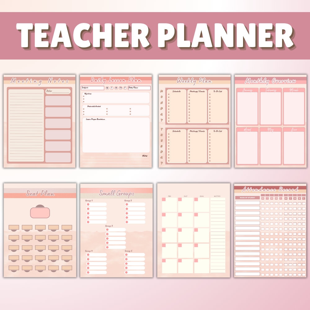 Pink Teacher Planner - Lesson Plans and Classroom Organizer - Etsy
