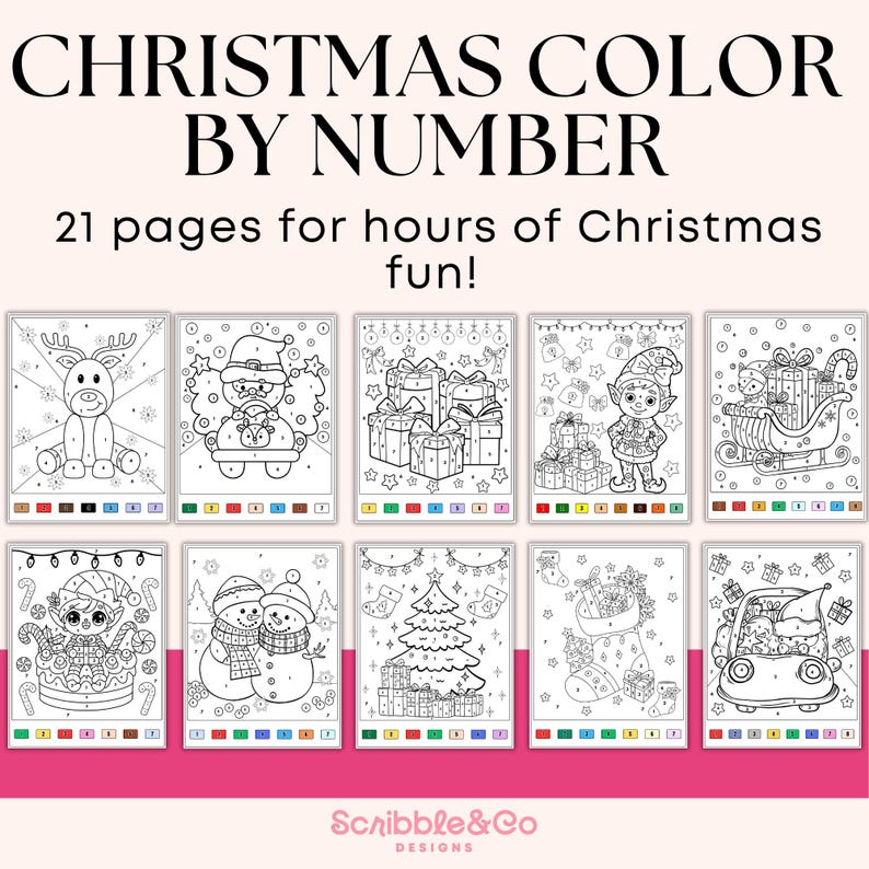 Holiday Color by Number Activity (20 Christmas-themed Pages PDF) - Etsy UK