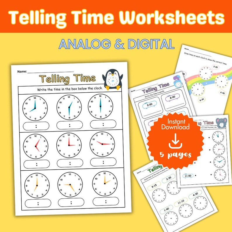 Telling Time | Learning Activities for Kids | First Grade | Homeschool ...