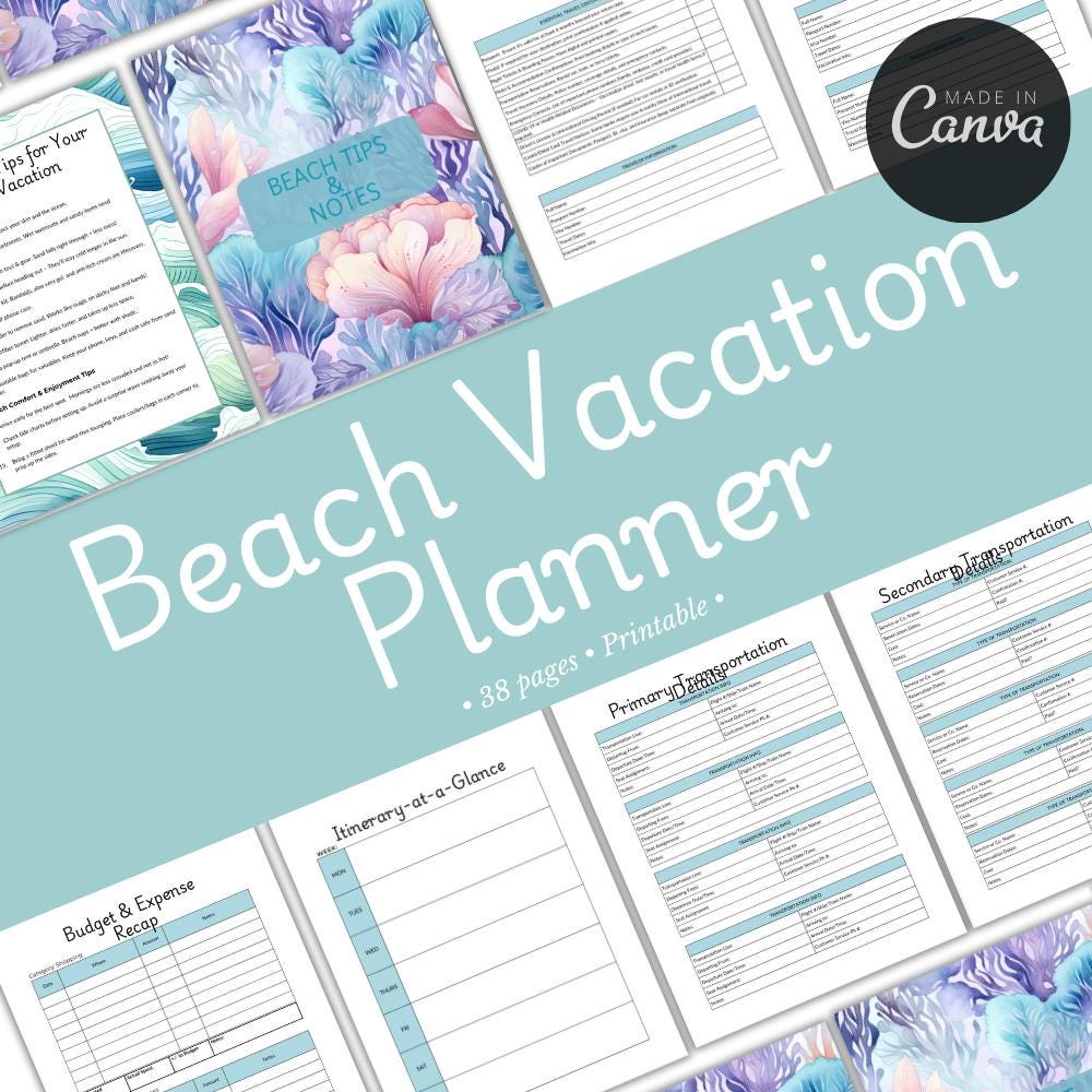 Beach Vacation Planner | Family Travel Checklist | Summer Vacation ...