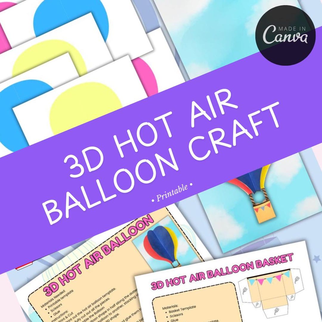3D Hot Air Balloon Papercraft | Kids Crafts | Fine Motor Skills ...