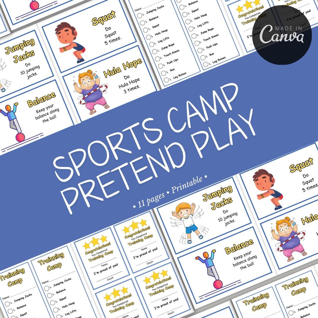 Kids Pretend Play Sports Training Set (printable, Active Challenges) - Etsy