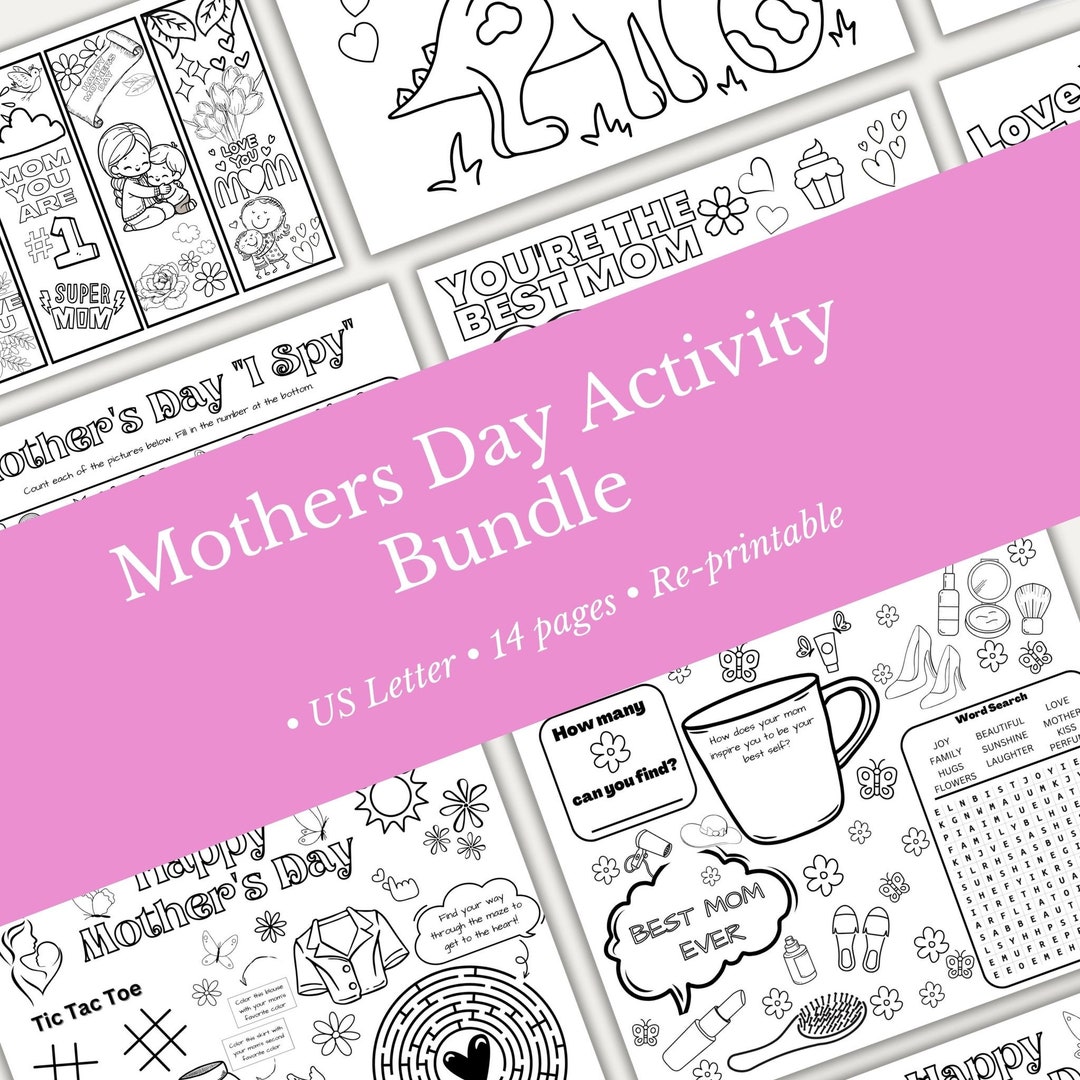 Mother's Day Activity Pack, Printable Games and Puzzles (all Ages PDF ...