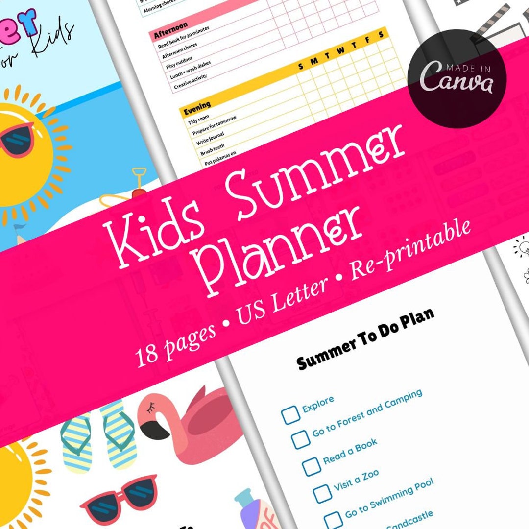 Kids Summer Planner | Kids Summer Schedule | Chore Chart | Summer Kids ...