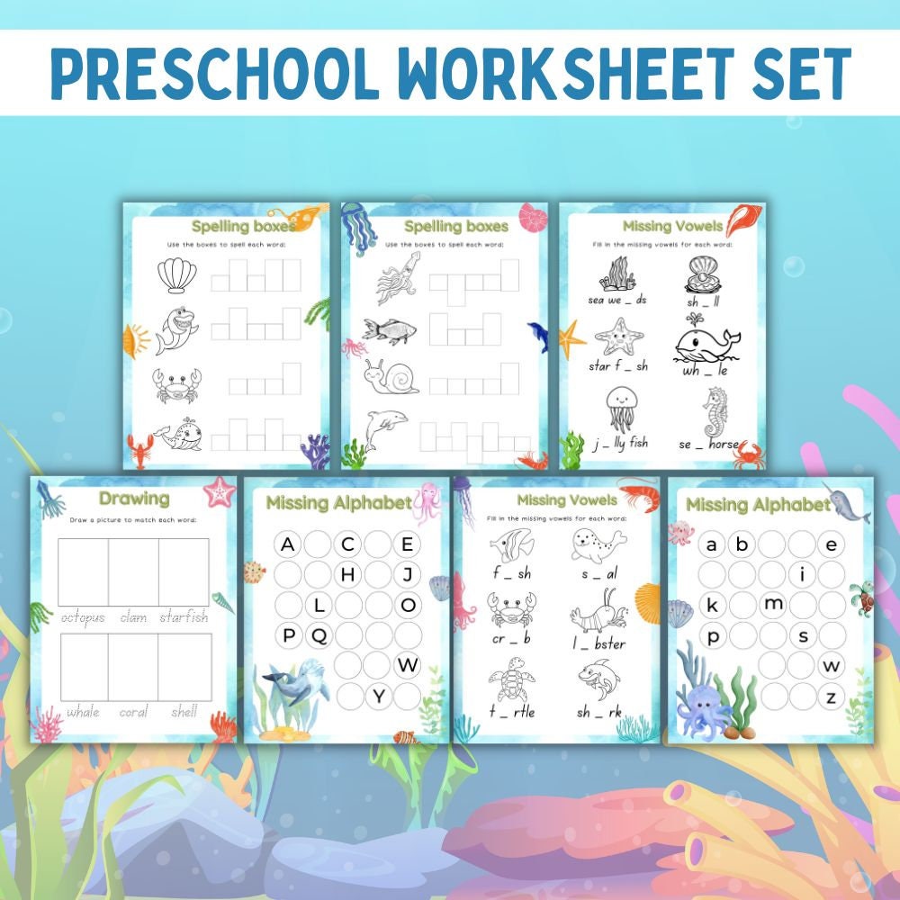 Pre-school and Kindergarten Worksheets | Preschool Worksheet Set | - Etsy