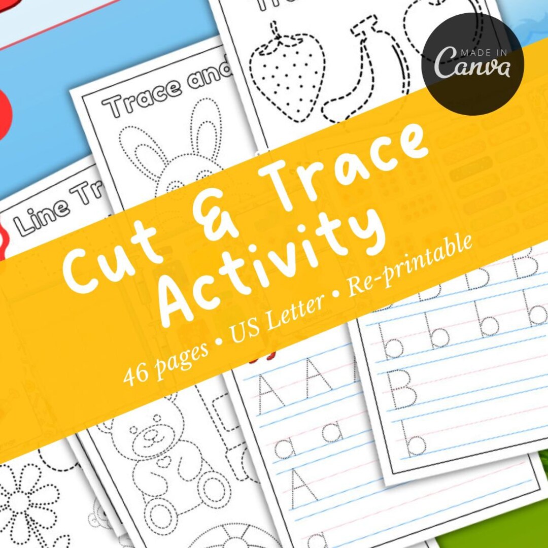 Cut & Trace Activity Pack | Homeschool Kindergarten | Trace and Craft ...