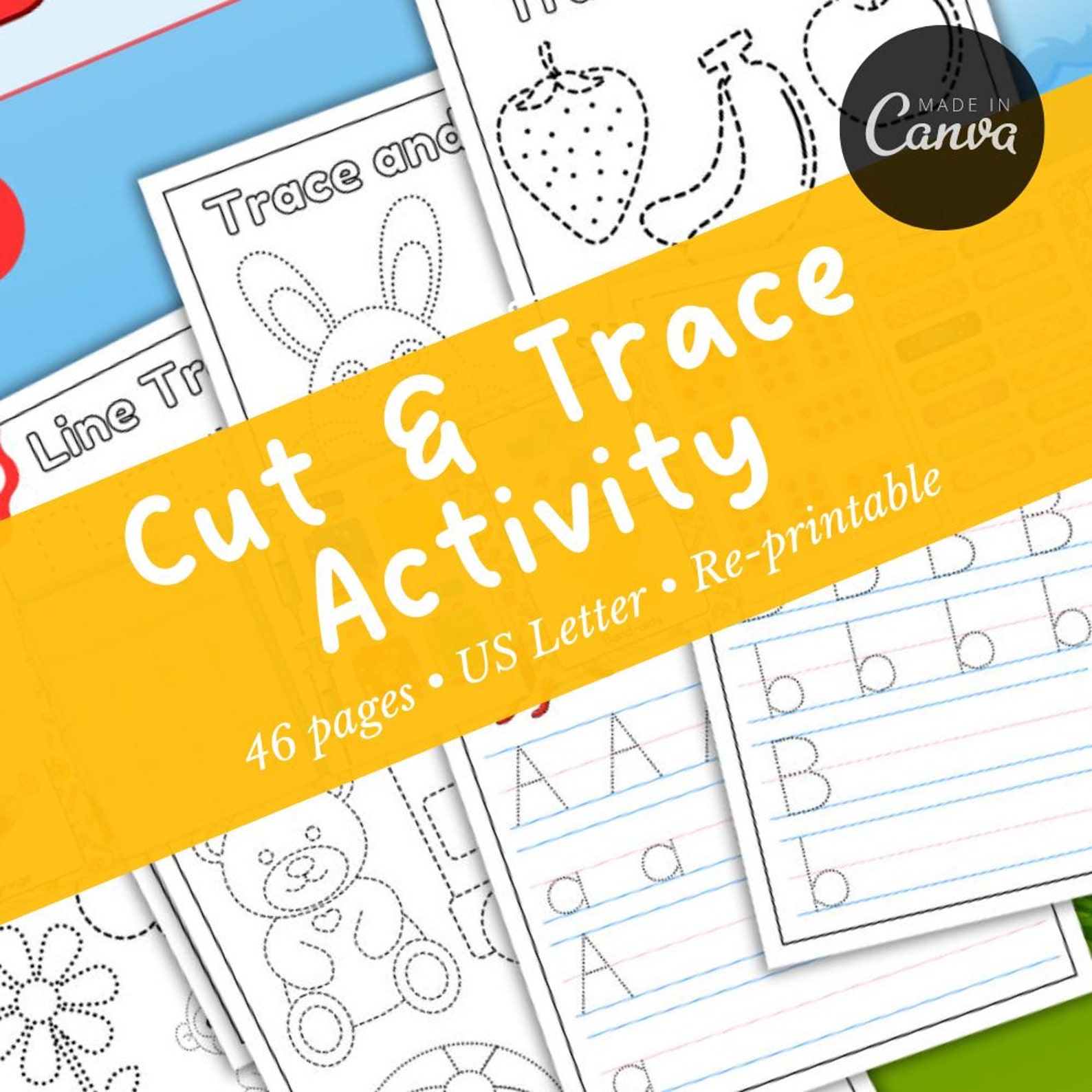 Cut & Trace Activity Pack Homeschool Kindergarten Trace and Craft ...