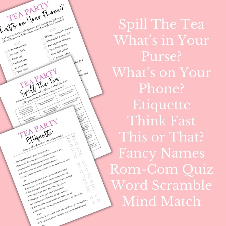 Afternoon Tea Games | Tea Party Games | Lunch Games Bundle | Garden Tea ...